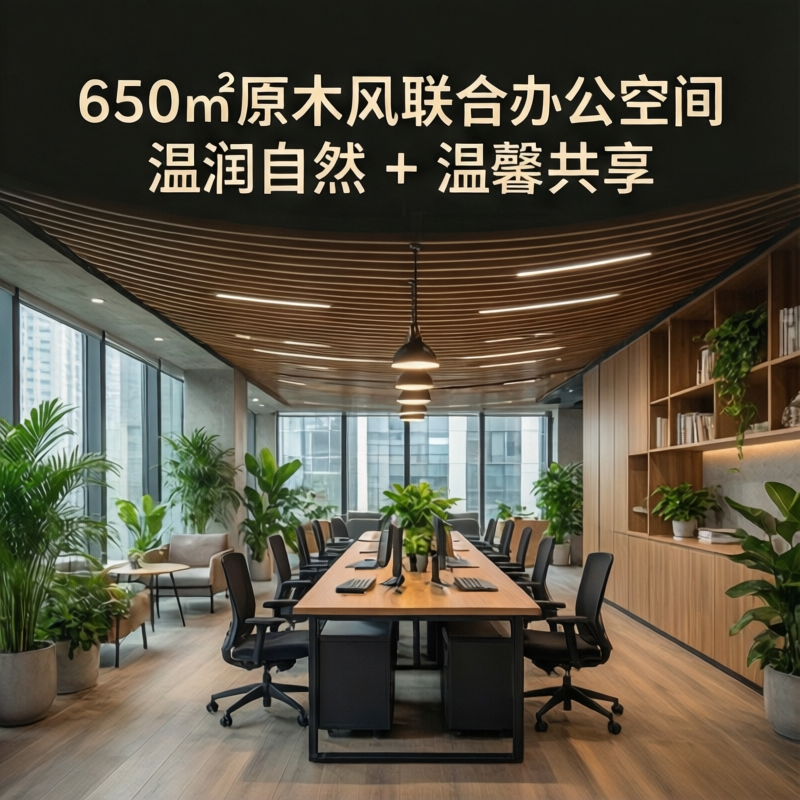 650㎡原木风联合办公空间温润自然温馨共享