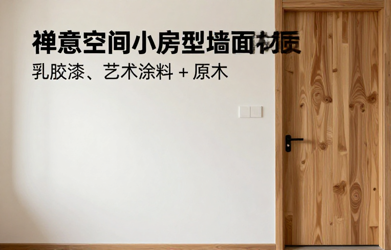 禅意空间小户型墙面材质：乳胶漆、艺术涂料原木