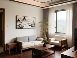 136㎡新中式小户型一室一厅新中式设计案例，温馨