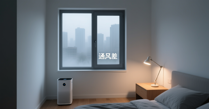 卧室窗户偏小，通风差，换气和灯光补充。