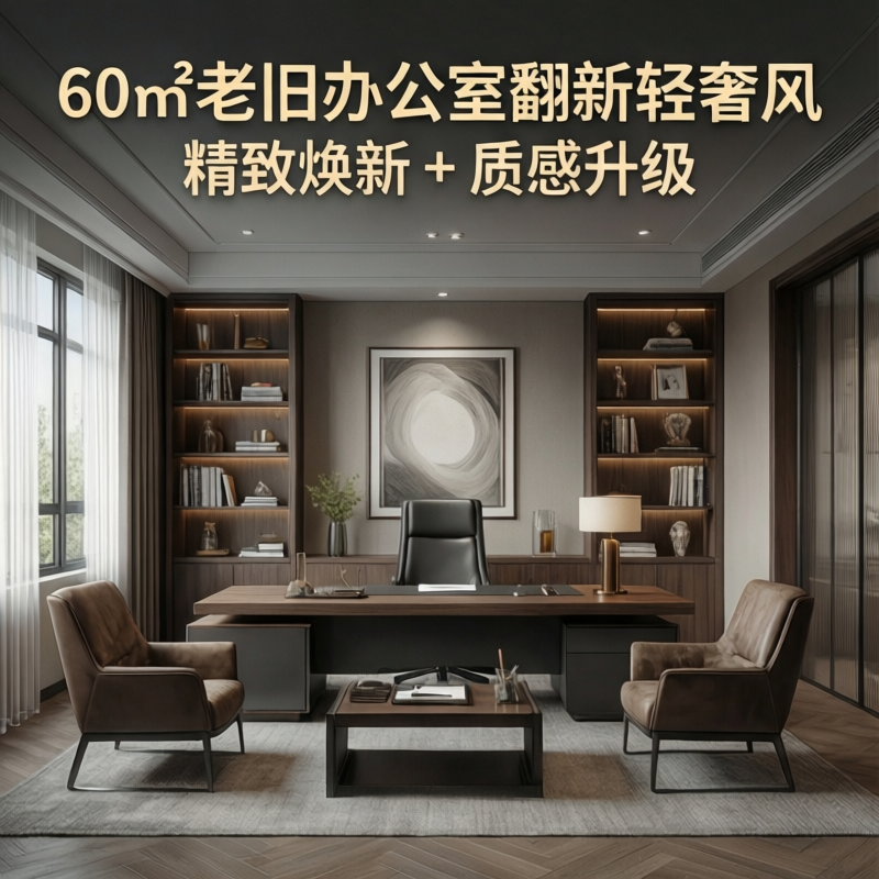 60㎡老旧办公室翻新轻奢风精致焕新质感升级