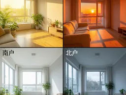 朝向对装修的影响，东户、西户、南户、北户采光差异。