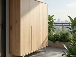 260㎡北欧原木风极简阳台柜材质选择原木