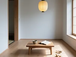 禅意空间小户型地面材质：浅木色地板通铺设计