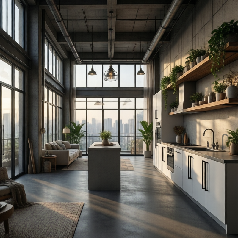 广东55㎡loft公寓工业风实景