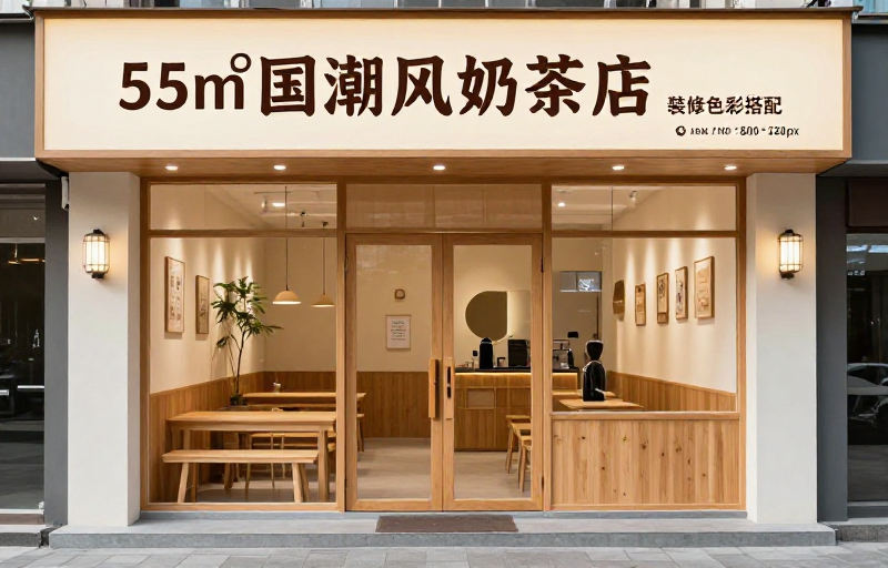 55㎡国潮风奶茶店国风元素融入装修色彩搭配
