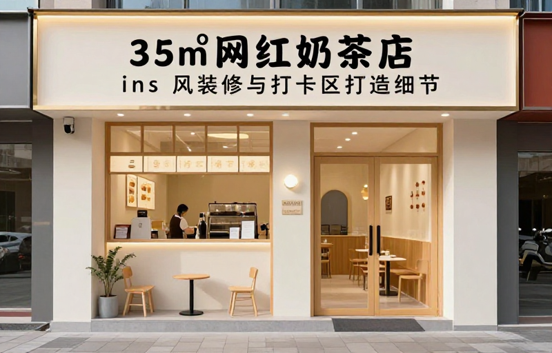 35㎡网红奶茶店ins风装修与打卡区打造细节