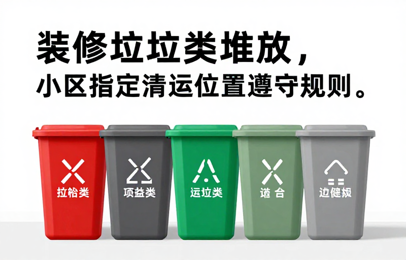 装修垃圾分类堆放，小区指定清运位置遵守规则。
