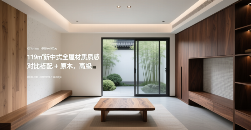 119㎡新中式全屋材质质感对比搭配原木，高级