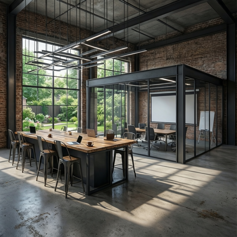360㎡独栋工业风餐饮总部办公室工业高效布局