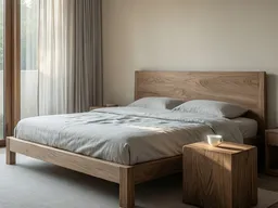 新中式极简卧室家具材质选择原木，舒适