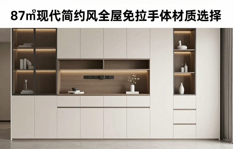 87㎡现代简约风全屋免拉手柜体材质选择
