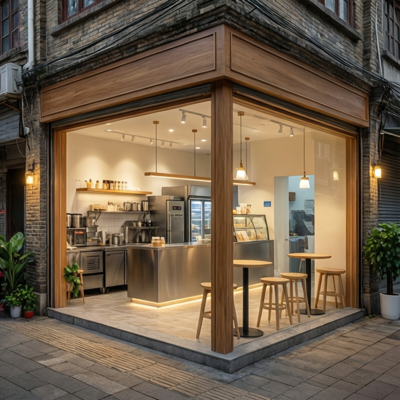 58㎡老式奶茶店翻新改造装修与旧店处理技巧