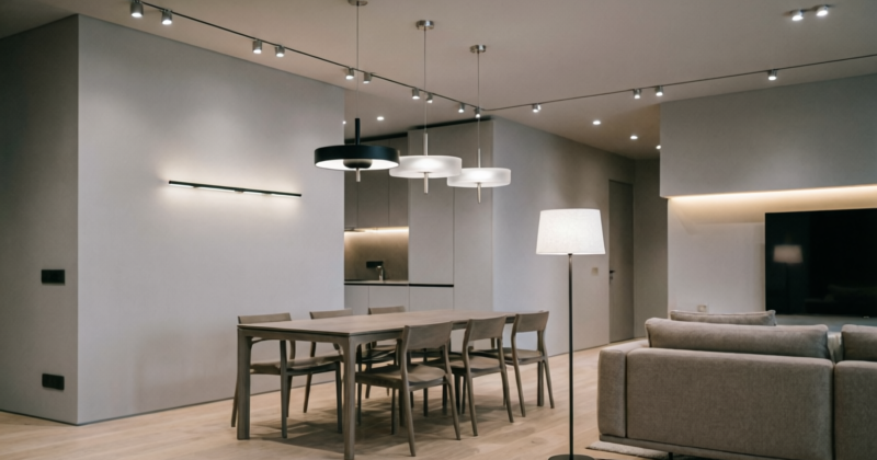 全屋极简灯具组合思路简约线条灯具全屋设计