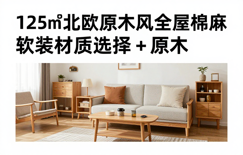 125㎡北欧原木风全屋棉麻软装材质选择原木