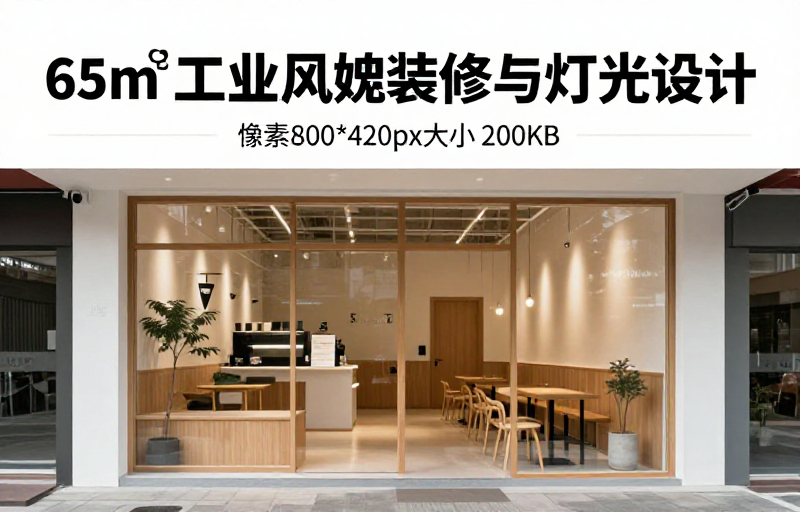 65㎡工业风奶茶店简约粗犷装修与灯光设计