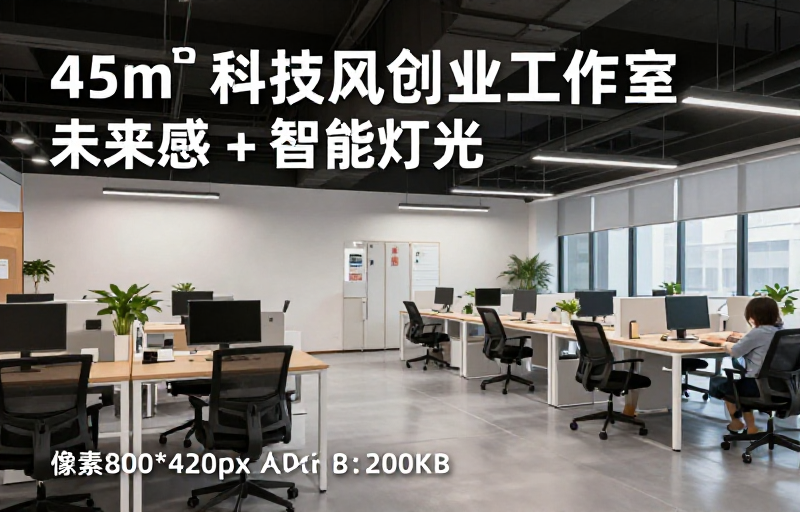 45㎡科技风创业工作室未来感智能灯光